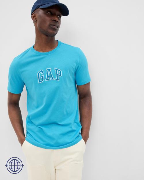 Buy Relaxed Fit Arch Logo Print Crew-Neck T-Shirt Online at Best Prices ...