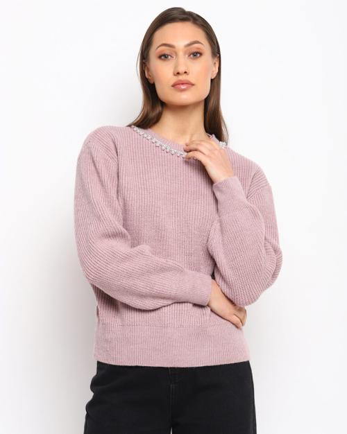 Buy Ribbed Round-Neck Pullover Online at Best Prices in India - JioMart.