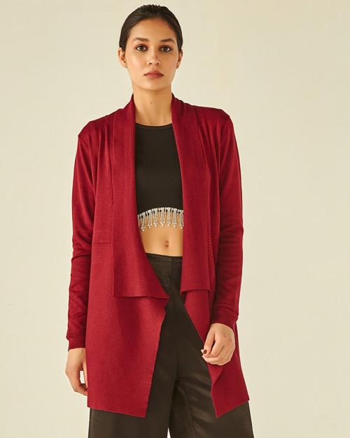 Buy Ribbed Open-Front Shrug Online at Best Prices in India - JioMart.