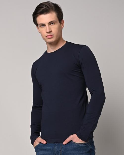 Buy Regular Fit Crew-Neck Full Sleeves T-Shirt Online at Best Prices in ...