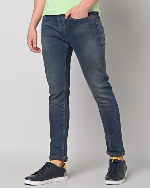 Buy Men Mid-Wash Chinox Skinny Fit Jeans Online at Best Prices in India ...