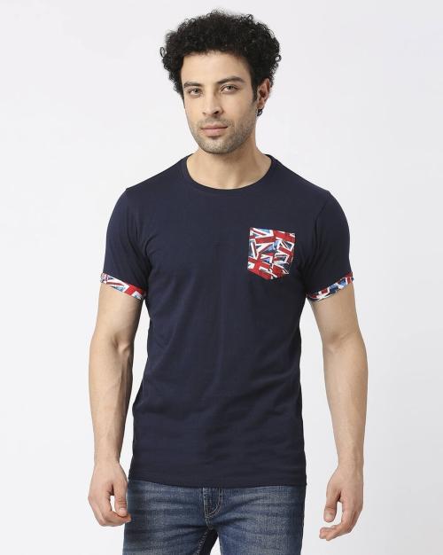 Buy Regular Fit Pattrick Union Jack Print Crew-Neck T-Shirt Online at ...