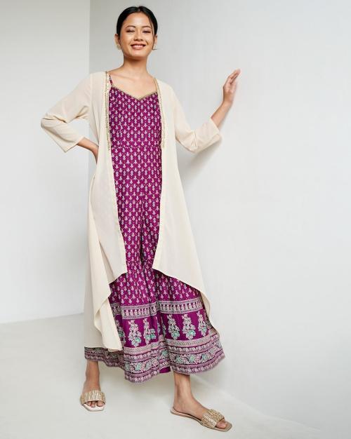 Buy Embellished Open-Front Longline Shrug Online at Best Prices in ...