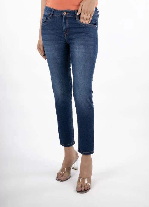 Buy Numero Uno Women's Blue Mid Rise Skinny Jeans Online at Best Prices ...