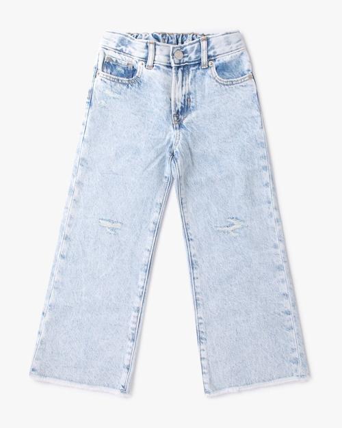 Buy Heavily Washed Ripped Wide Leg Jeans Online at Best Prices in India ...