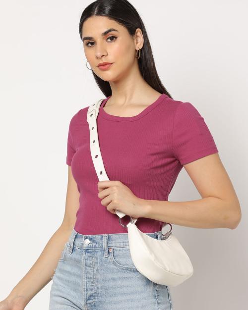 Buy Ribbed Crew-Neck T-Shirt Online at Best Prices in India - JioMart.