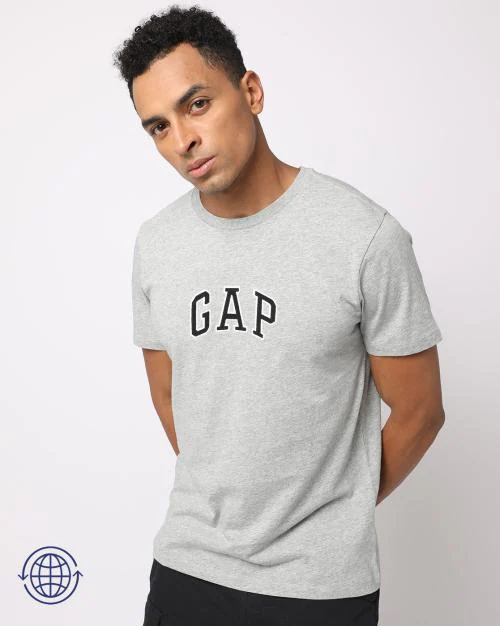 Buy Regular Fit Arch Logo Print Crew-Neck T-Shirt Online at Best Prices ...