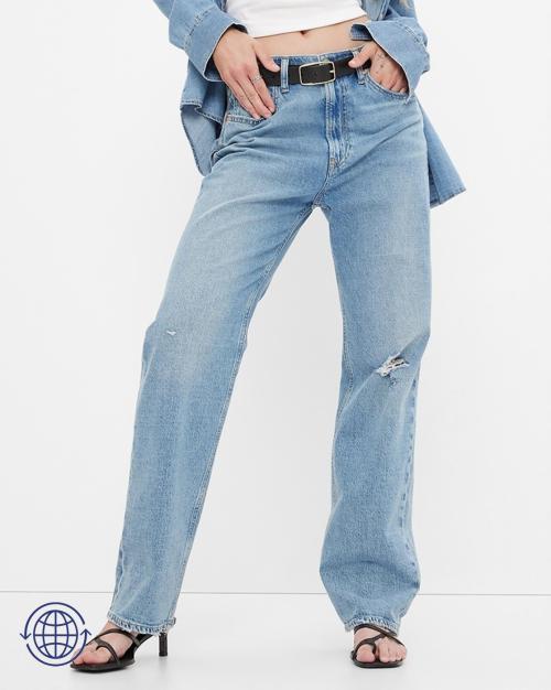 Buy Women High-Rise Relaxed Fit Wide-Leg Distressed Jeans Online at ...