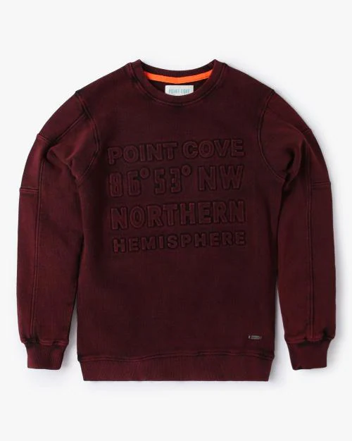 Buy Typographic Embossed Crew-Neck Sweater Online at Best Prices in ...