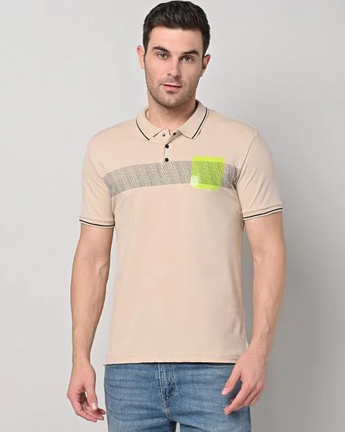 Buy Regular Fit Yoke Print Polo T-Shirt Online at Best Prices in India ...