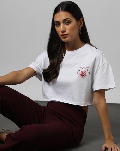 Buy Oversized Crop Graphic T-Shirt Online at Best Prices in India ...