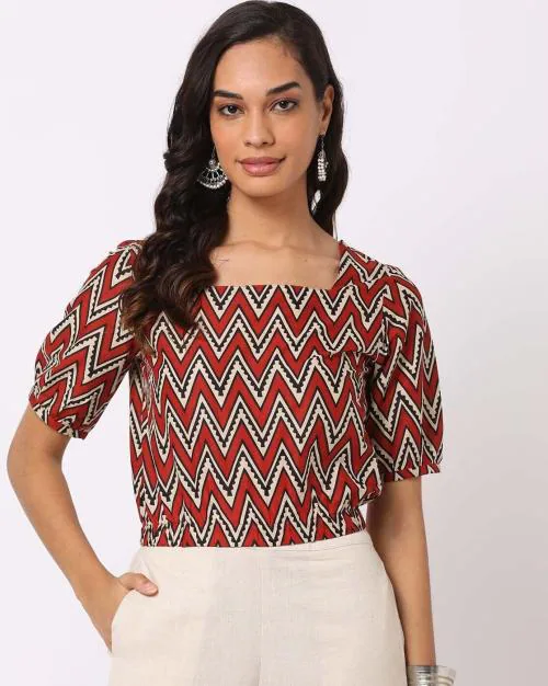 Buy Chevron Print Top with Elasticated Waist Online at Best Prices in ...