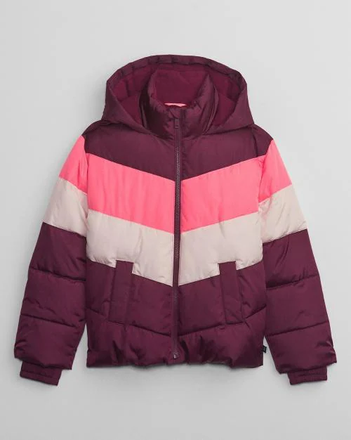Buy Girls Colourblock Relaxed Fit Hooded Jacket Online at Best Prices ...