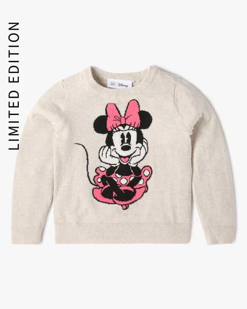 Buy Girls Minnie Mouse Crew-Neck Sweater Online at Best Prices in India ...