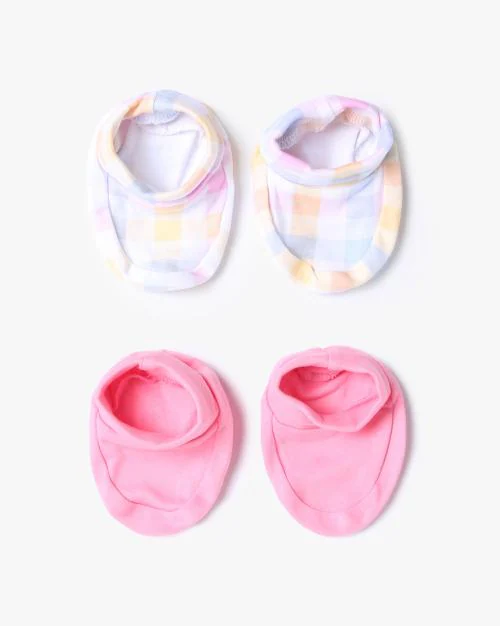 Buy Set of 2 Unisex Checked Cotton Booties Online at Best Prices in ...