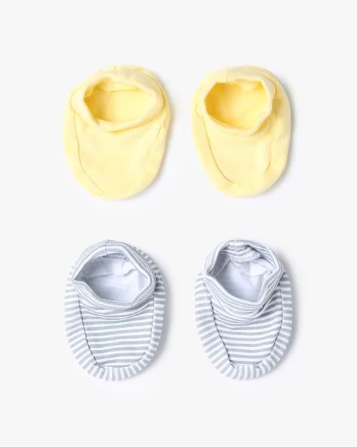 Buy Set of 2 Unisex Striped Cotton Booties Online at Best Prices in ...