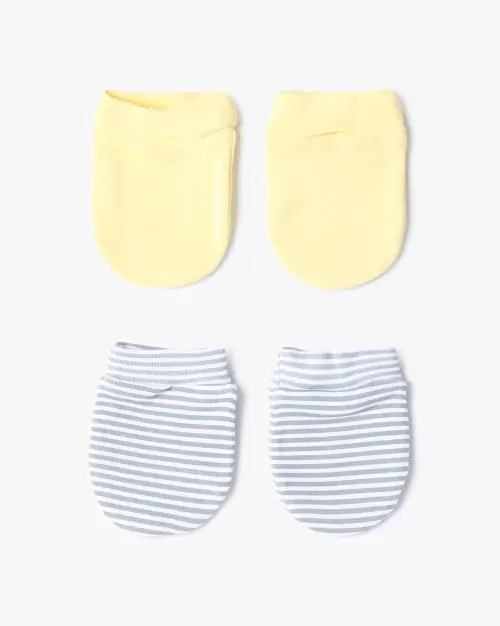 Buy Set of 2 Unisex Striped Cotton Mittens Online at Best Prices in ...