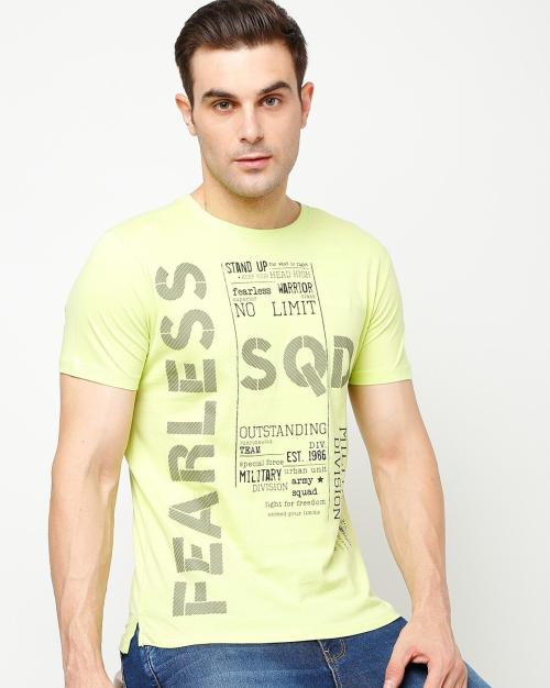 Buy Printed Slim Fit Crew-Neck T-Shirt Online at Best Prices in India ...