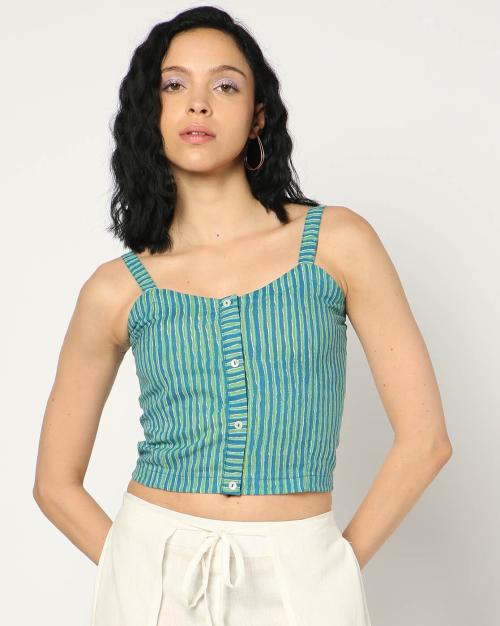 Buy Women Striped Regular Fit Crop Top Online at Best Prices in India ...