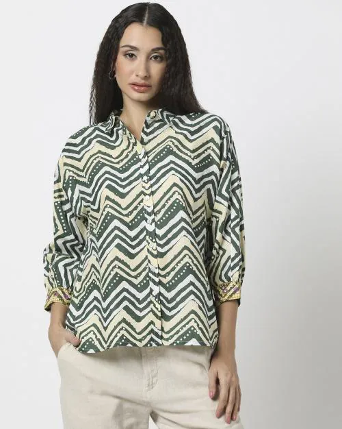 Buy Women Chevron Print Regular Fit Shirt Online at Best Prices in ...