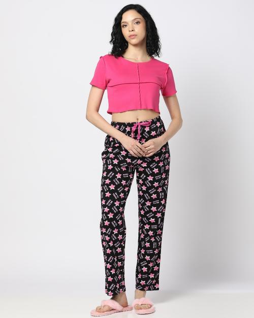 Buy Women Star Print Regular Fit Pyjamas Online at Best Prices in India ...