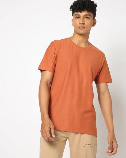 Buy Men Chevron Pattern Regular Fit Crew-Neck T-Shirt Online at Best ...