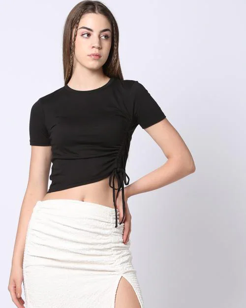 Buy Women Ruched Fitted Crop Top Online at Best Prices in India - JioMart.
