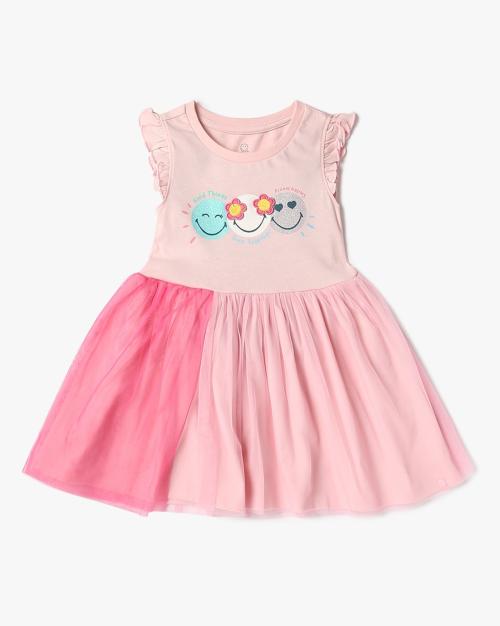 Buy Girls Smiley Print Fit & Flare Dress Online at Best Prices in India ...