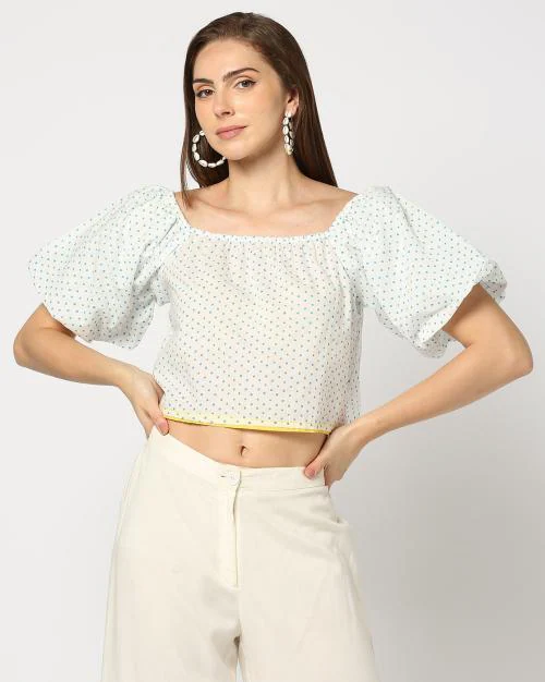 Buy Women Micro Print Regular Fit Top Online at Best Prices in India ...