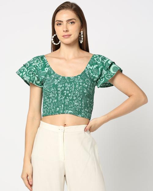 Buy Women Printed Regular Fit Crop Top Online at Best Prices in India ...