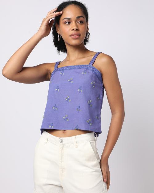 Buy Women Floral Embroidered Regular Fit Top Online at Best Prices in ...