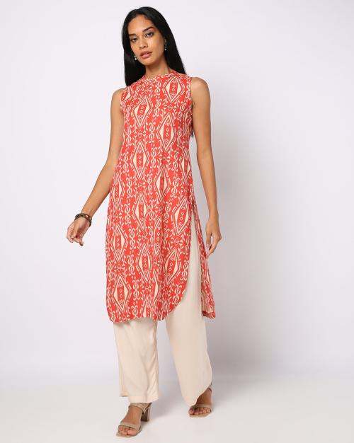 Buy Women Ikat Print Straight Kurta Online at Best Prices in India ...