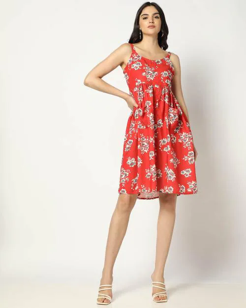 Buy Women Floral Print A-Line Dress Online at Best Prices in India ...