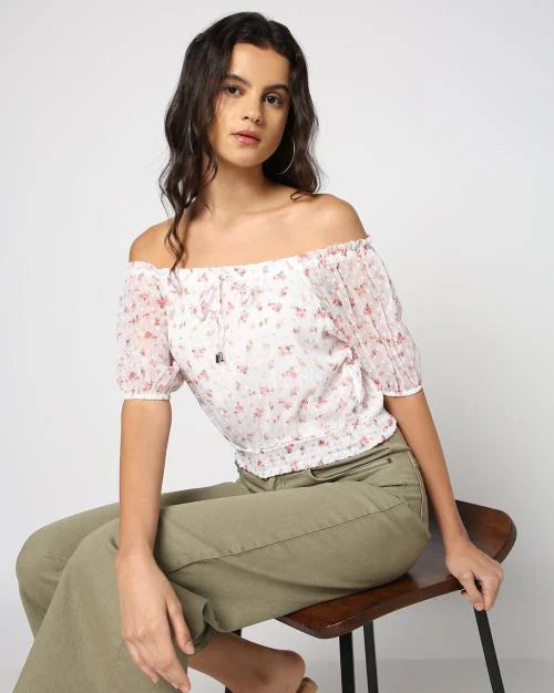 Buy Women Floral Print Regular Fit Top Online at Best Prices in India ...