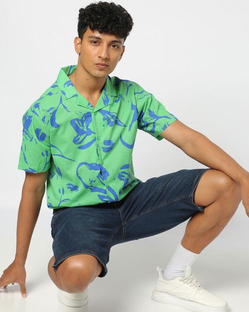 Buy Men Abstract Print Regular Fit Shirt Online at Best Prices in India ...