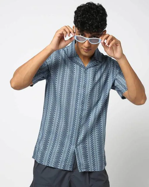 Buy Men Geometric Print Regular Fit Shirt Online at Best Prices in ...
