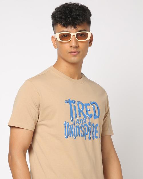 Buy Men Typographic Print Relaxed Fit Crew-Neck T-Shirt Online at Best Prices in India - JioMart.