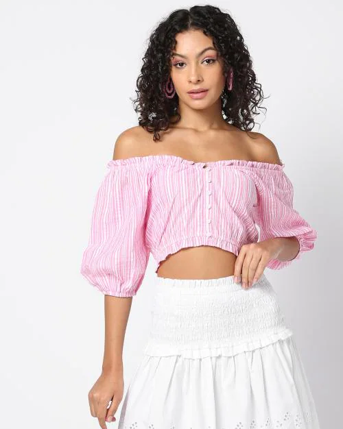Buy Women Striped Fitted Crop Top Online at Best Prices in India - JioMart.