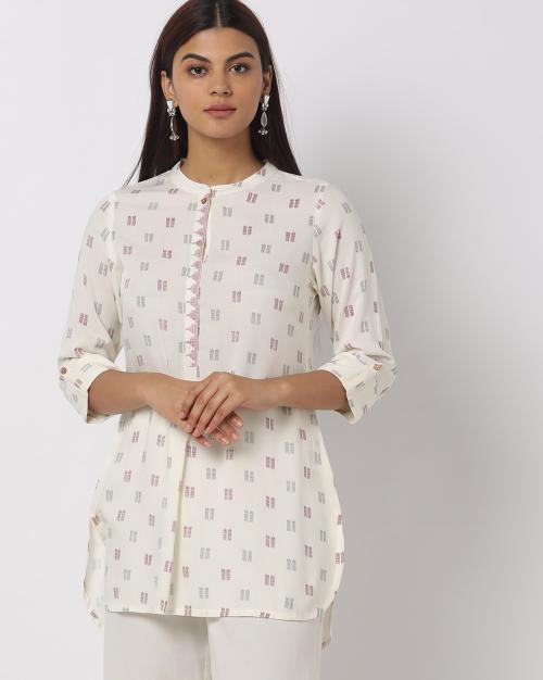 Buy Geometric Print Tunic with Concealed Placket Online at Best Prices ...