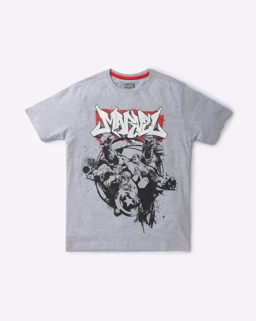 Buy Marvel Print Round-Neck T-Shirt Online at Best Prices in India ...
