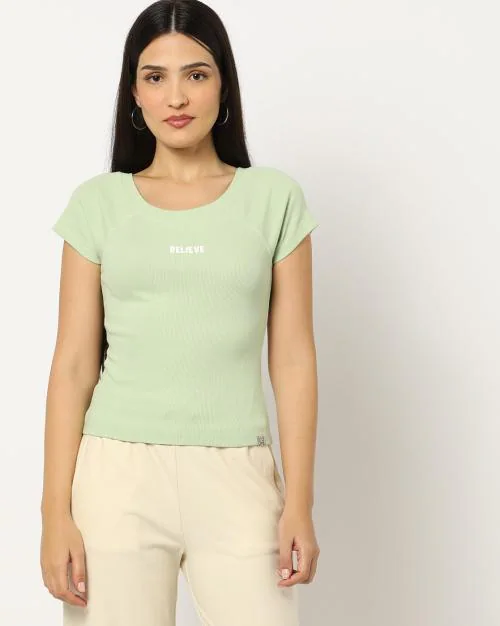 Buy Ribbed Crew-Neck T-Shirt Online at Best Prices in India - JioMart.