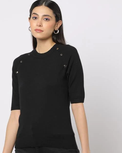 Buy Ribbed Round-Neck Pullover Online at Best Prices in India - JioMart.