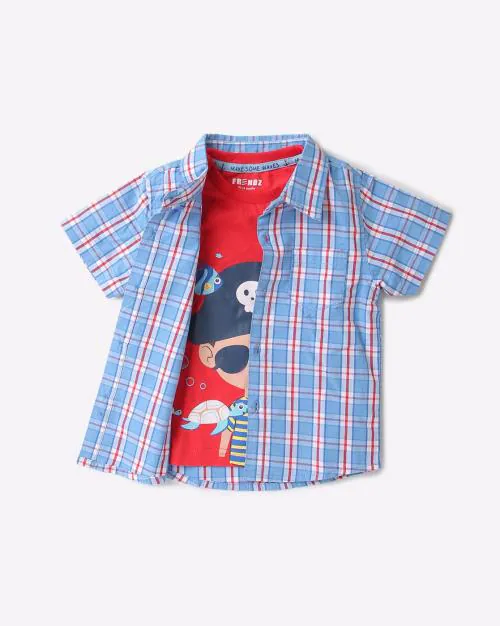 Buy Checked Twofer Shirt & T-Shirt Set Online at Best Prices in India ...