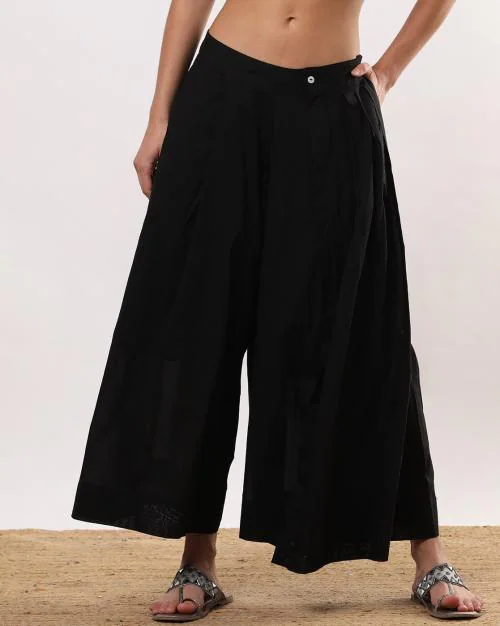Buy Women Pleated Flared Pants with Detachable Panels Online at Best ...