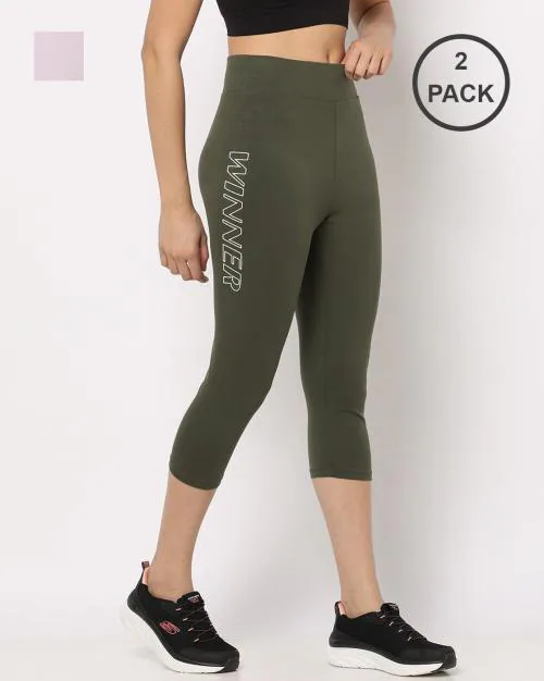 Buy Pack of 2 Assorted Slim Tapered Fit Capris Online at Best Prices in ...