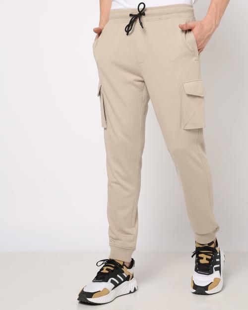 Buy Men Drawstring Waist Joggers with Flap Pockets Online at Best ...