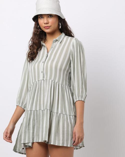 Buy Striped Tunic with Puff Sleeves Online at Best Prices in India ...