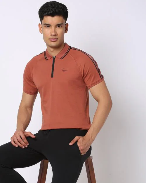 Buy Regular Fit Polo T-Shirt with Raglan Sleeves Online at Best Prices ...