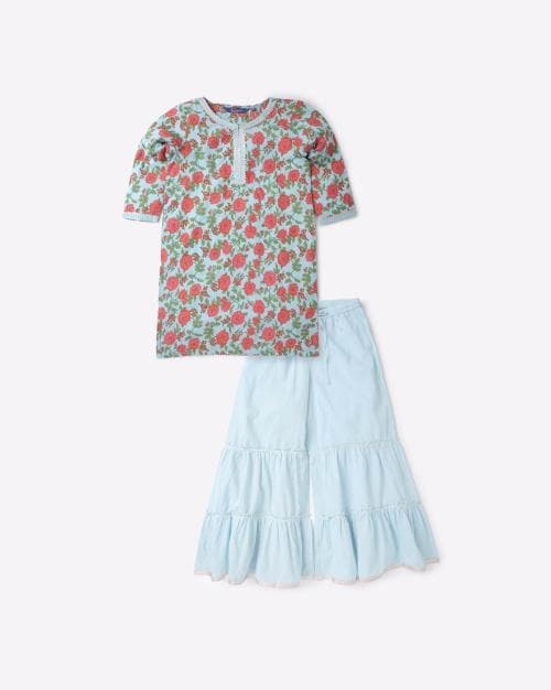Buy Floral Print Top & Sharara Set Online at Best Prices in India ...
