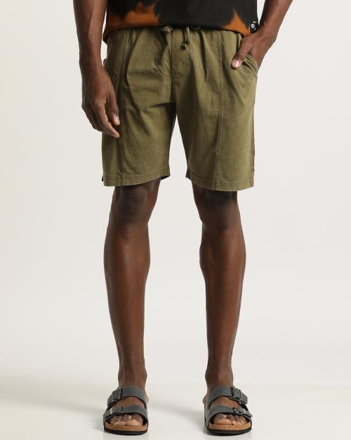 Buy Washed Shorts with Drawstring Fastening Online at Best Prices in ...